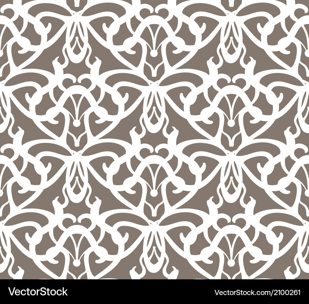 Elaborate white vintage seamless pattern on brown Vector Image