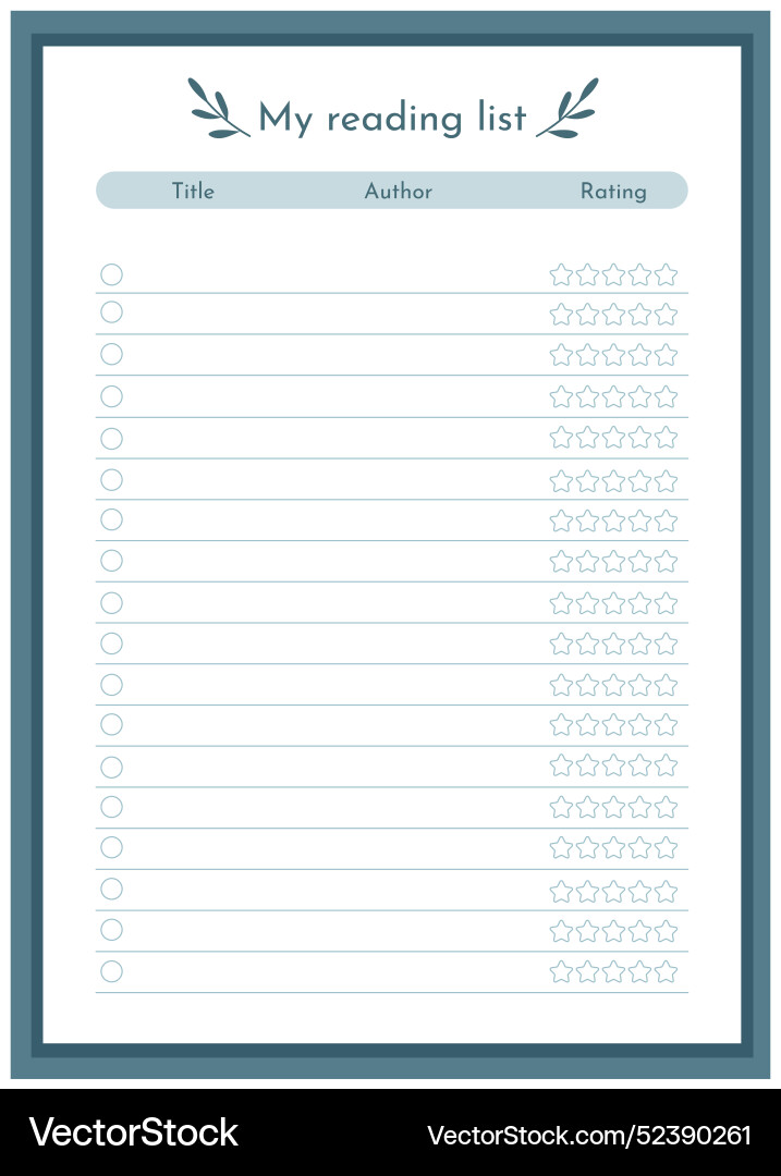 Flat design book reading list template Royalty Free Vector