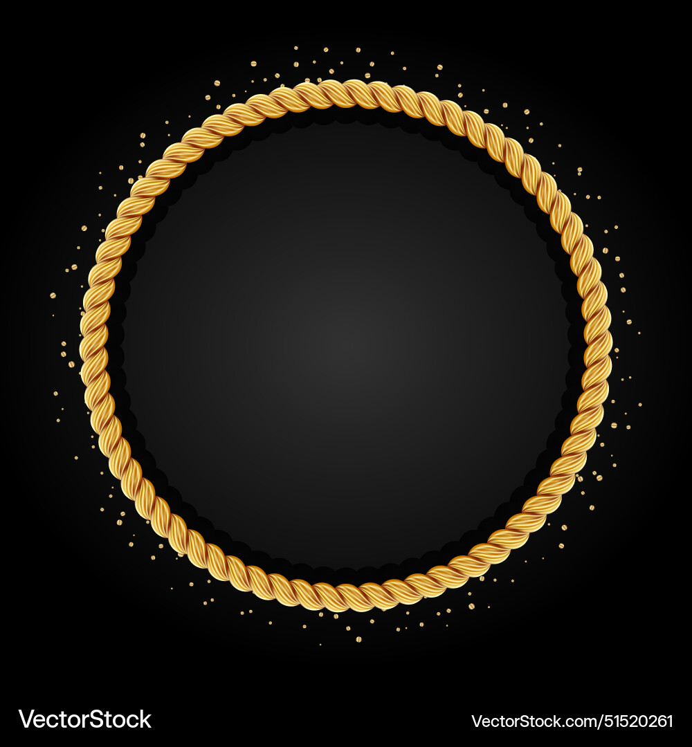 Gold twisted rope circle frame round border Vector Image