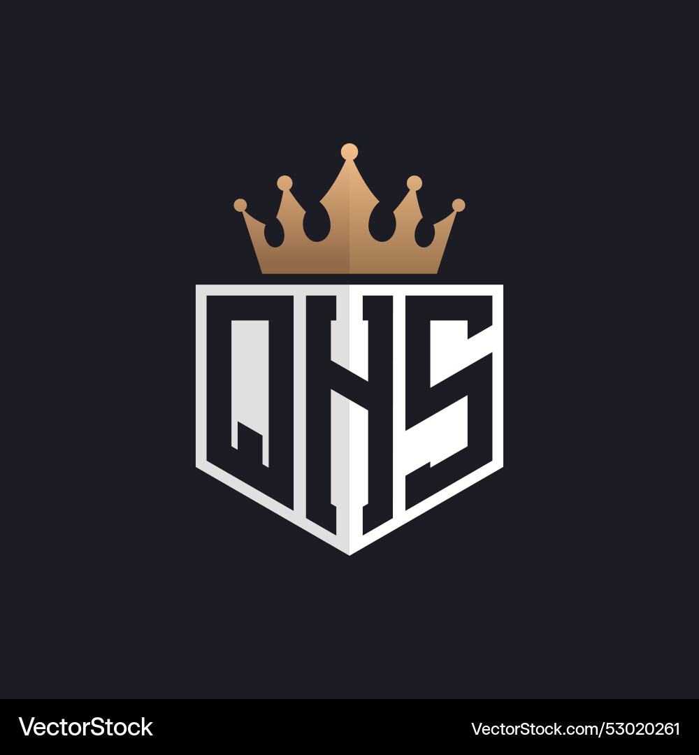 Luxury qhs logo with crown elegant initials Vector Image