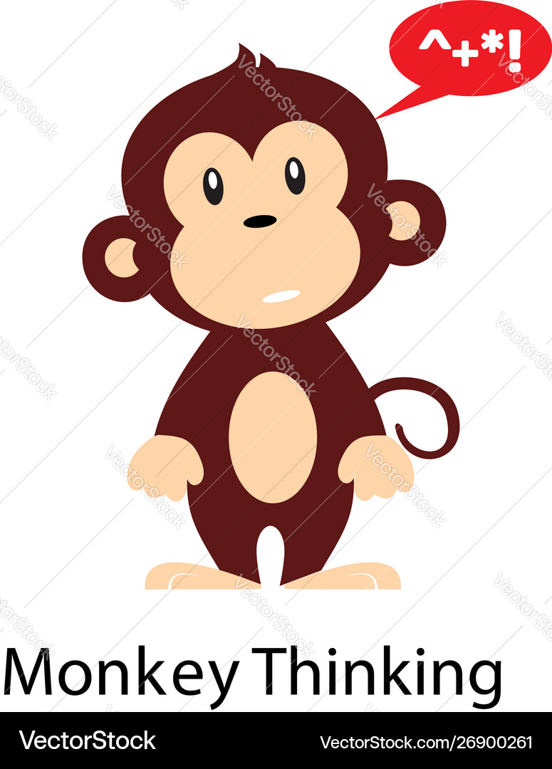 Monkey thinking Royalty Free Vector Image - VectorStock