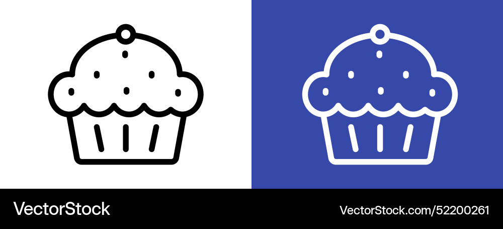 Muffin icon logo sign set outline Royalty Free Vector Image