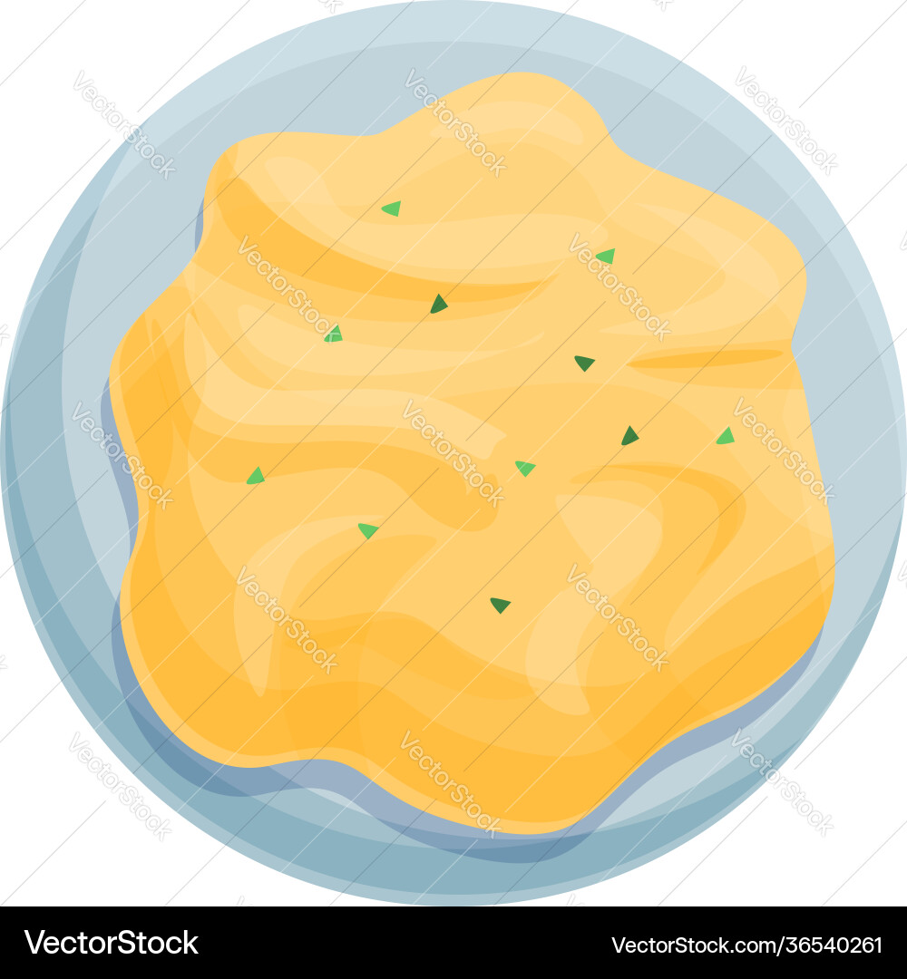 Plate potato puree icon cartoon style Royalty Free Vector