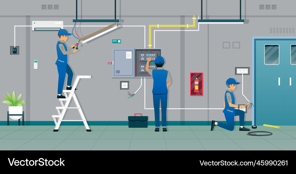 Professional electricians Royalty Free Vector Image
