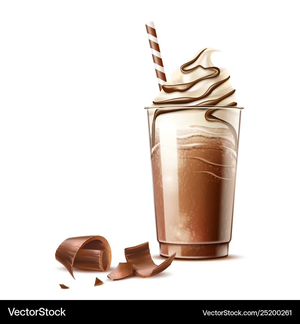 Realistic frappe coffee cream and chocolate Vector Image