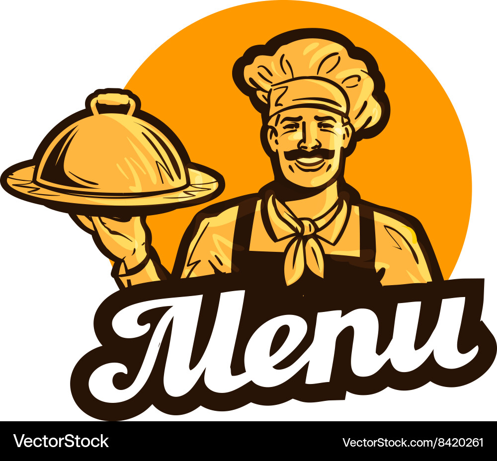 Restaurant cafe logo menu dish food Royalty Free Vector