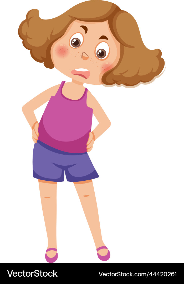 Scowl girl standing akimbo pose Royalty Free Vector Image