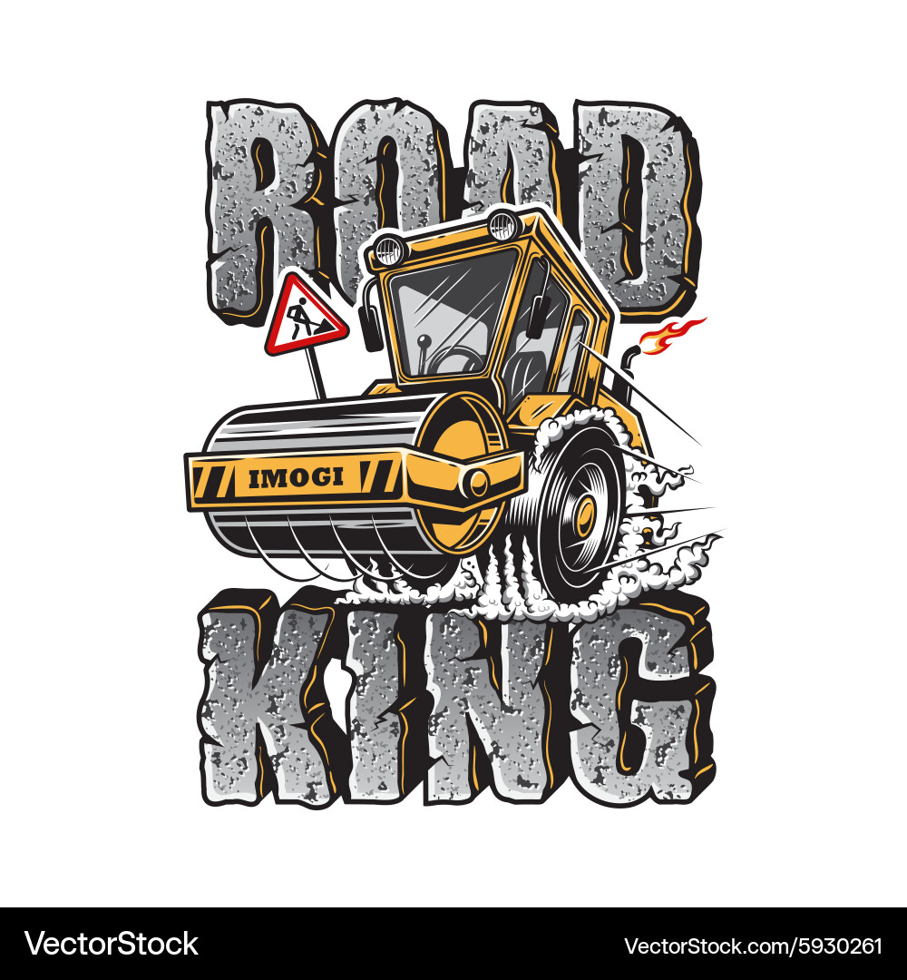 Steamroller with stone Royalty Free Vector Image