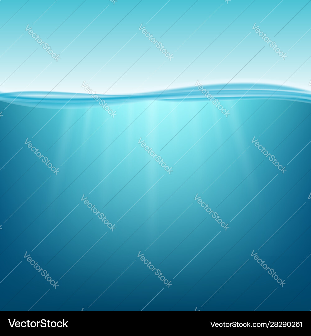 Underwater ocean water surface natural background Vector Image
