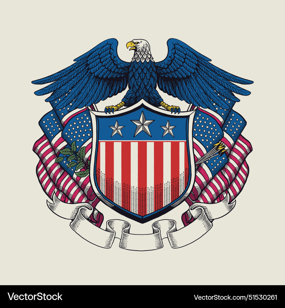 Vintage hand drawn of american eagle design Vector Image
