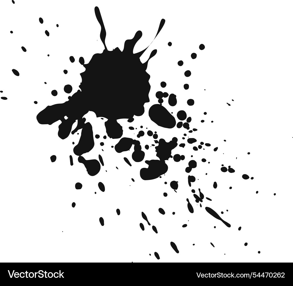 Black ink splattering on white background Vector Image