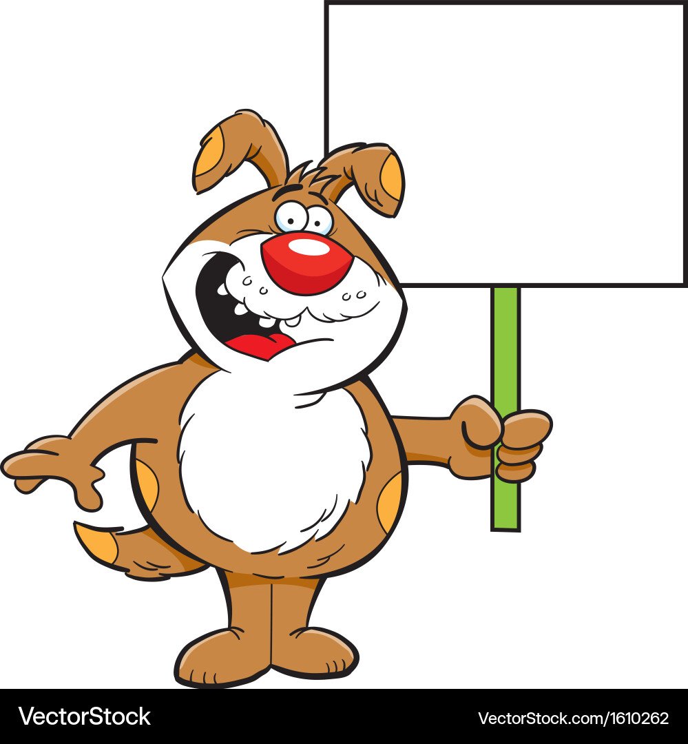 Cartoon dog with a sign Royalty Free Vector Image