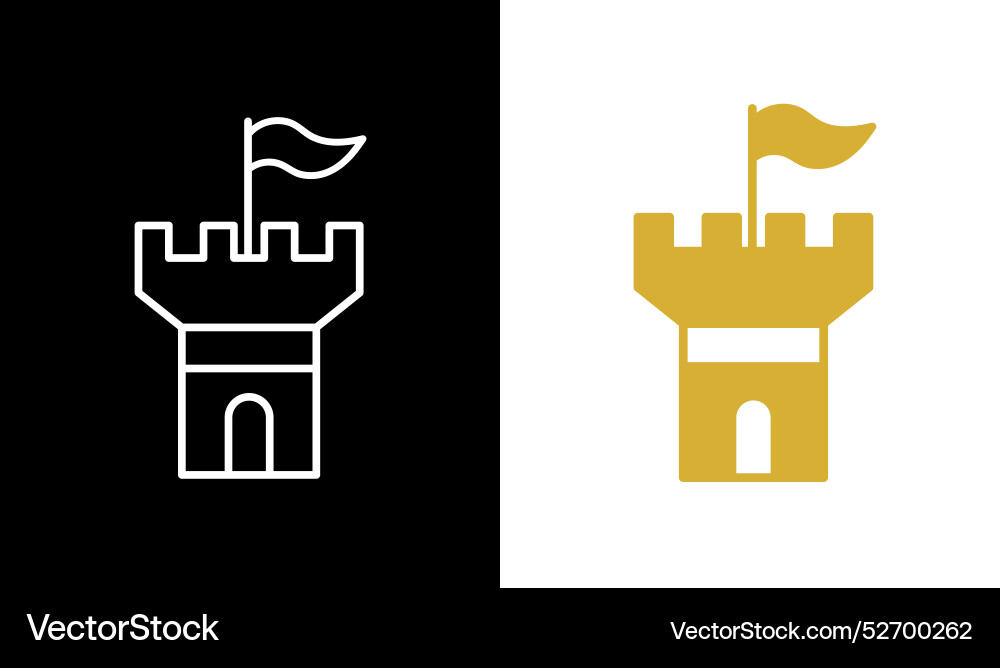 Castle fortress logo tower icon emblem set Vector Image