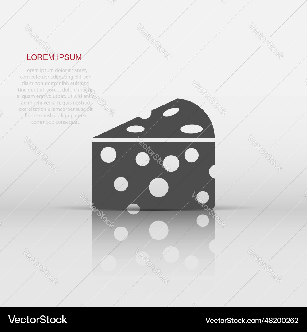 Cheese slice icon in flat style milk food Vector Image