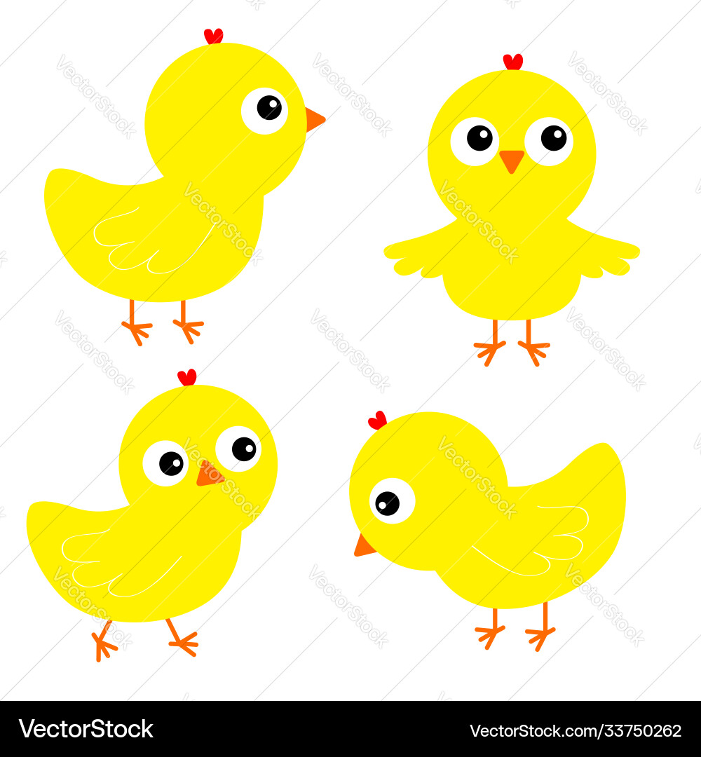 Chicken chick bird set face head cute cartoon Vector Image