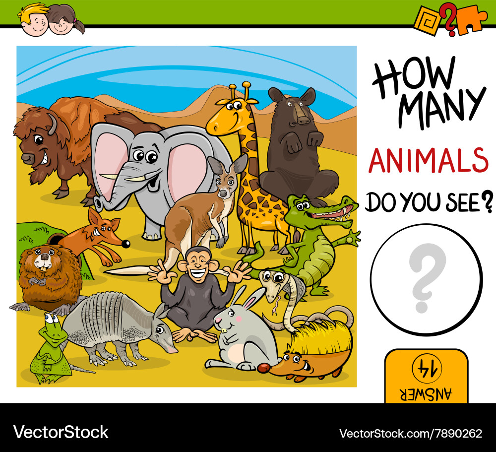 Count animals activity for kids Royalty Free Vector Image