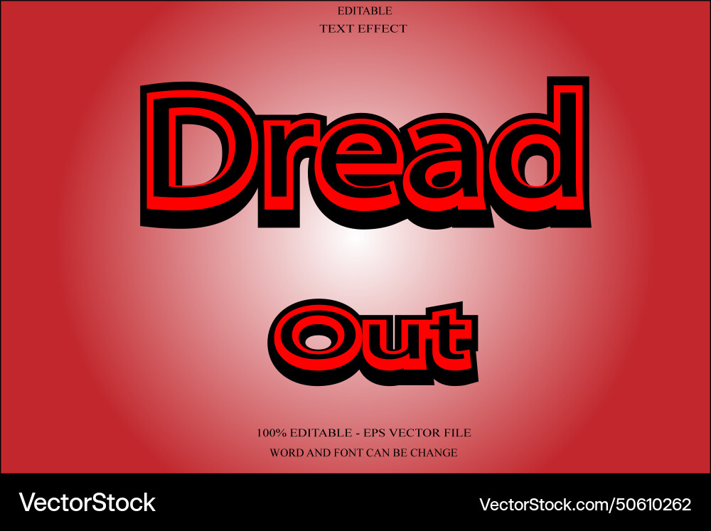 Dread out editable text effect Royalty Free Vector Image