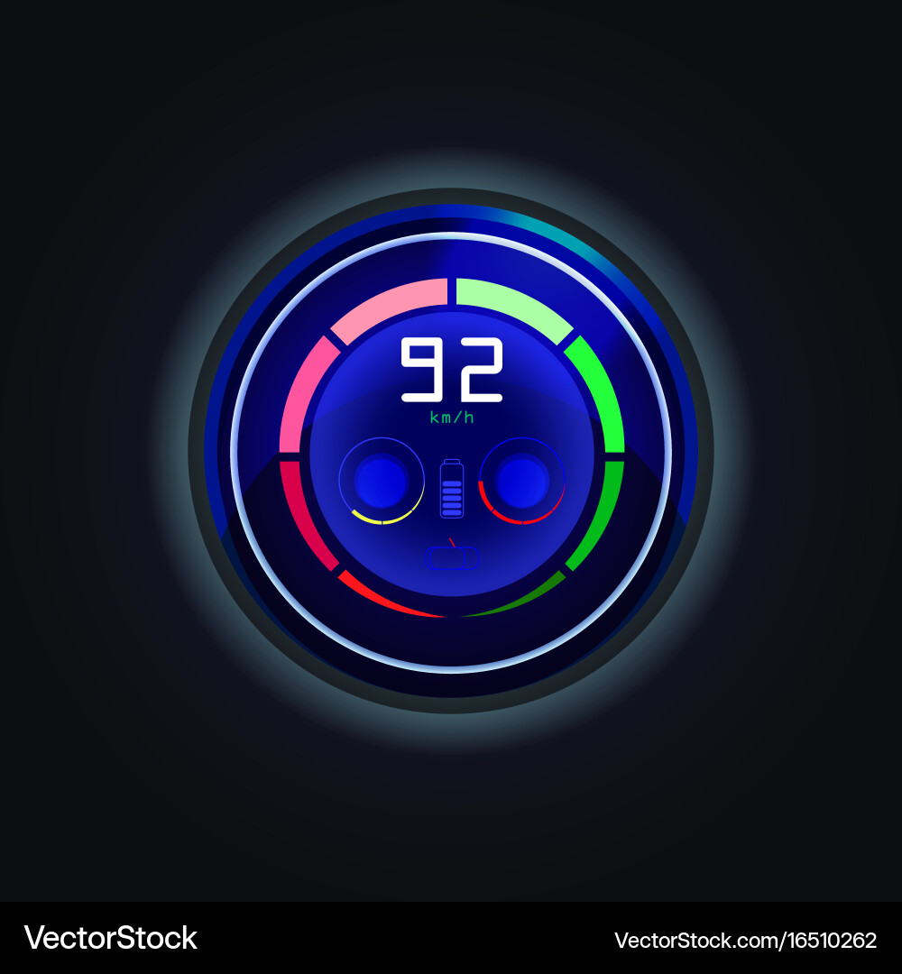 Electric Car Speedometer & Battery Display Vector Image