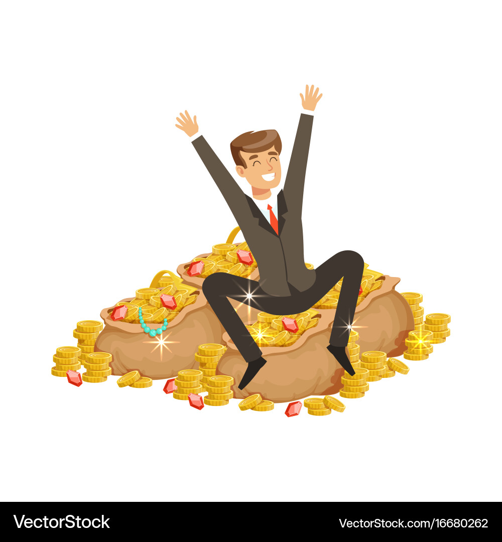 Happy rich successful businessman character Vector Image
