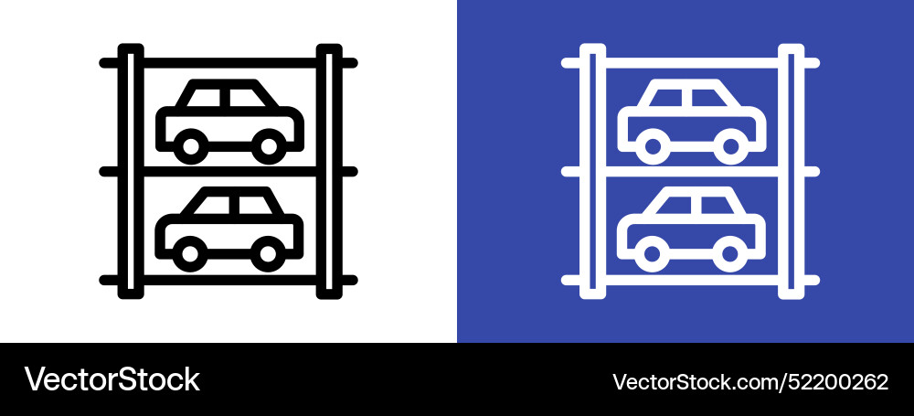Multi storey parking icon logo sign set outline Vector Image