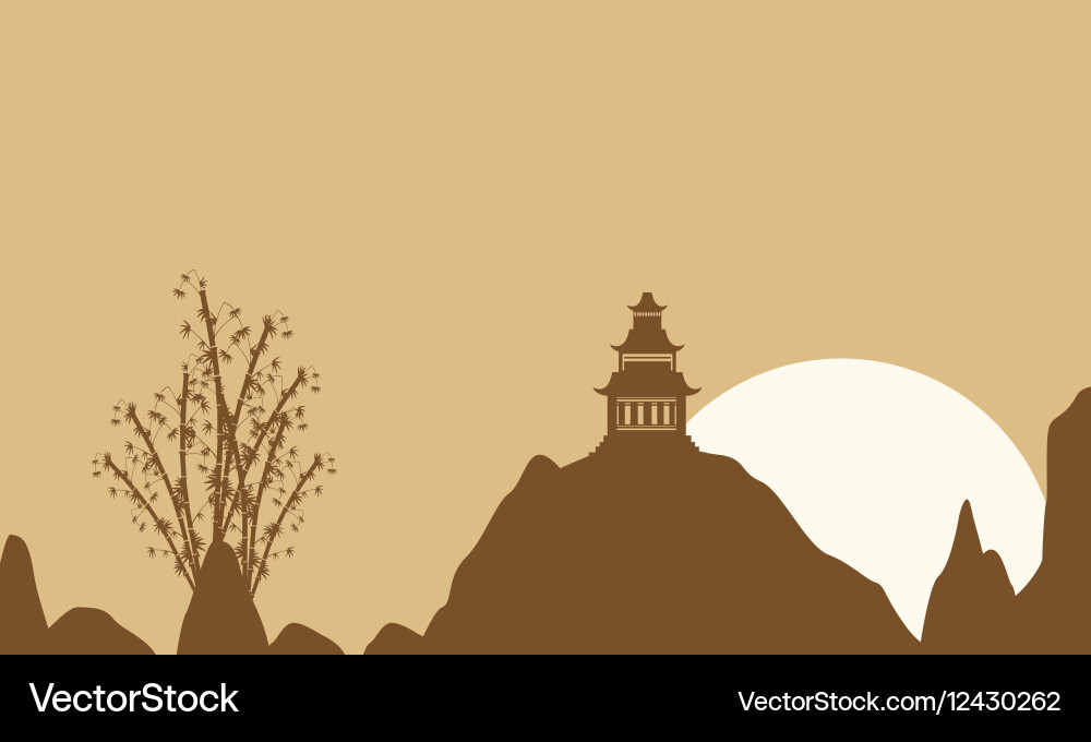 On brown background pavilion landscape Royalty Free Vector