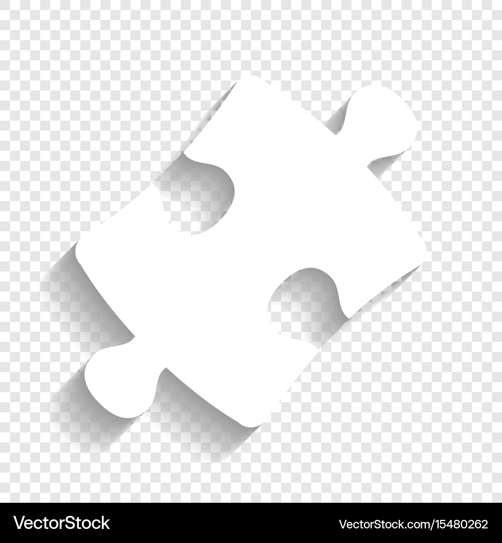Puzzle piece sign white icon with soft Royalty Free Vector