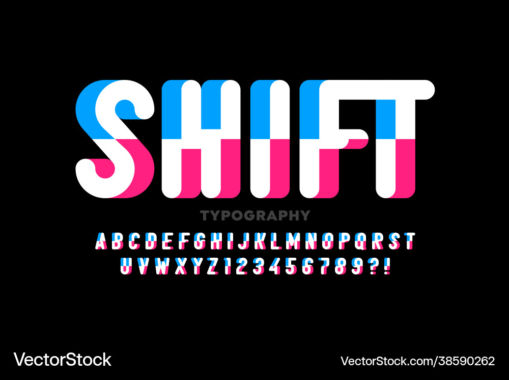 Shifted font design Royalty Free Vector Image - VectorStock
