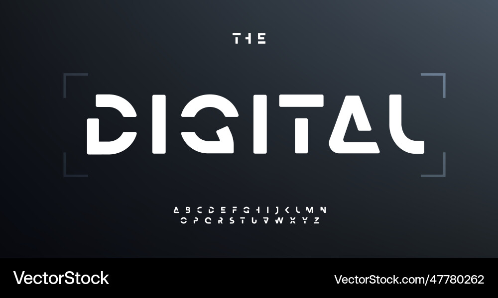 Techno stencil font bold cropped letters Vector Image
