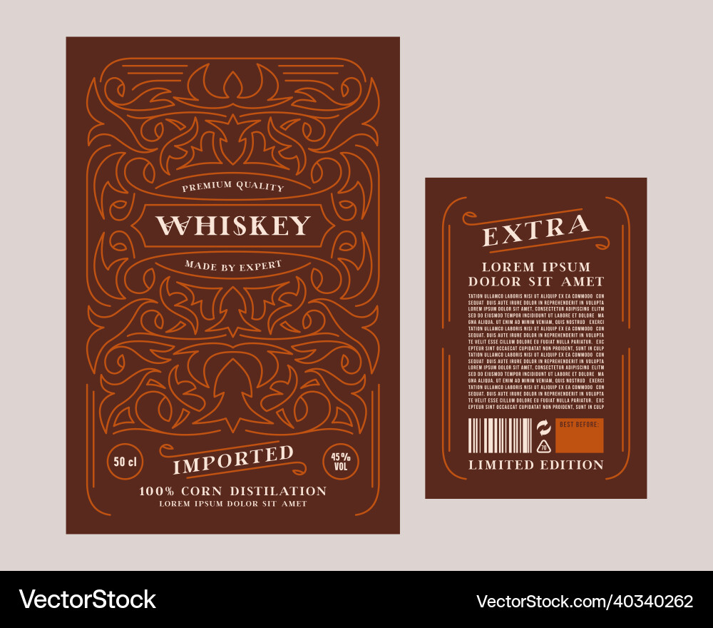 Template of decorative label for whiskey Vector Image