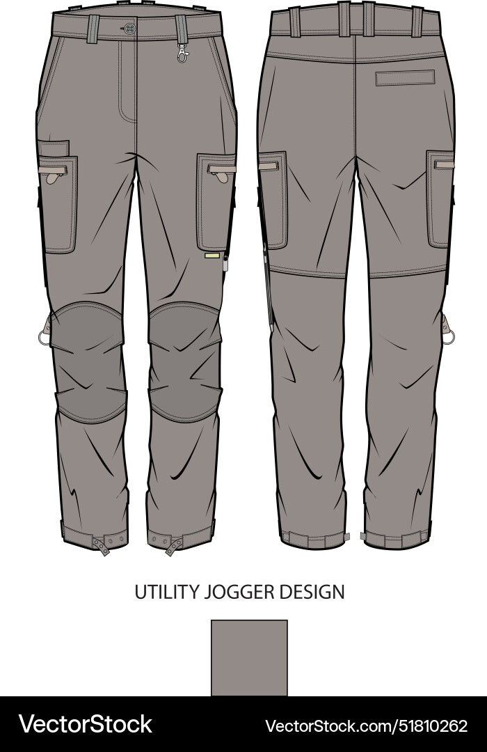 Utility pant cad design jogger Royalty Free Vector Image