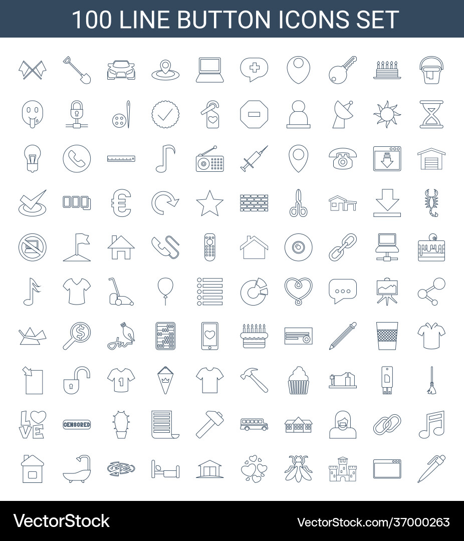 100 button icons Royalty Free Vector Image - VectorStock