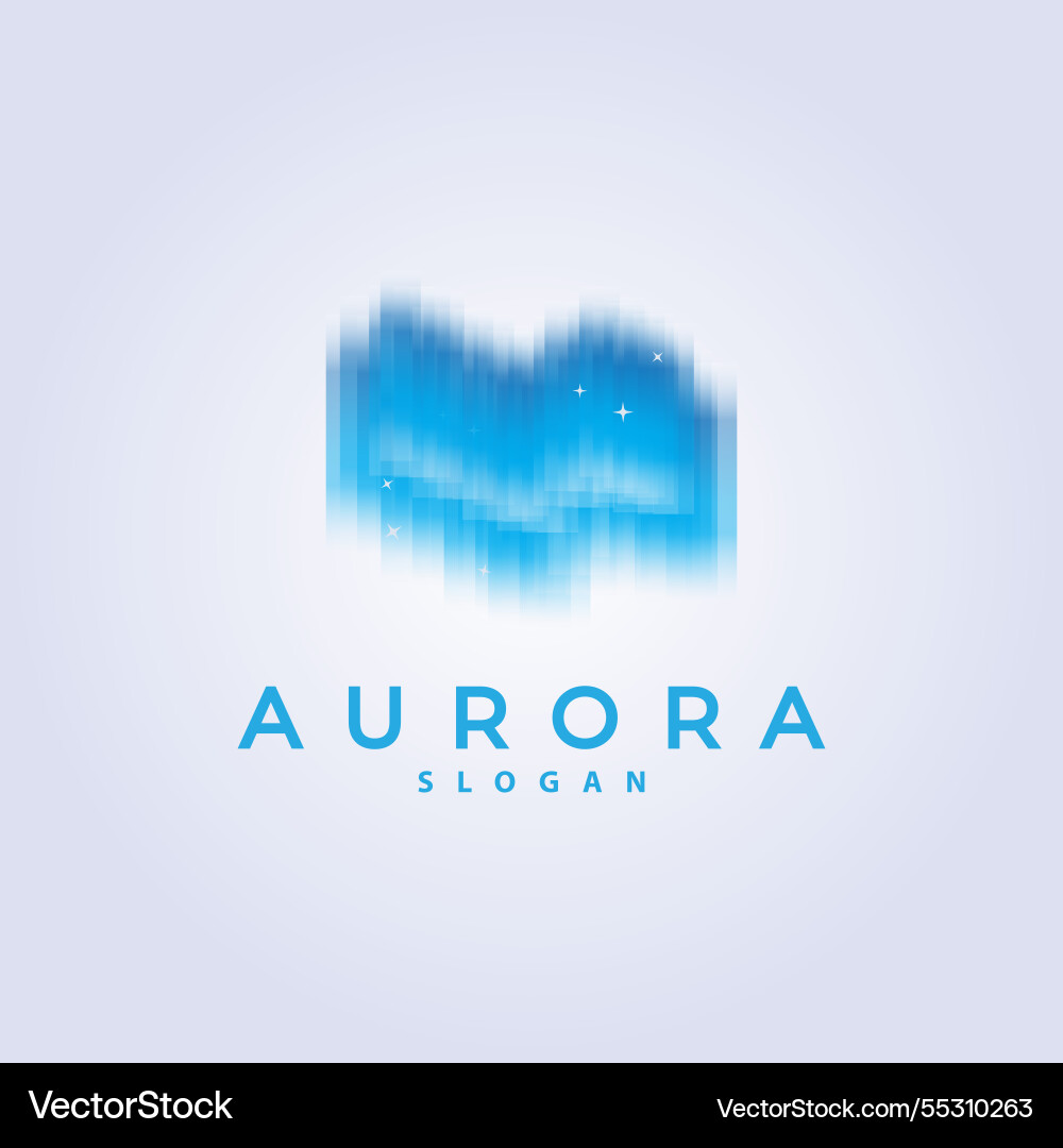 Aurora light wave sky view logo simple abstract Vector Image