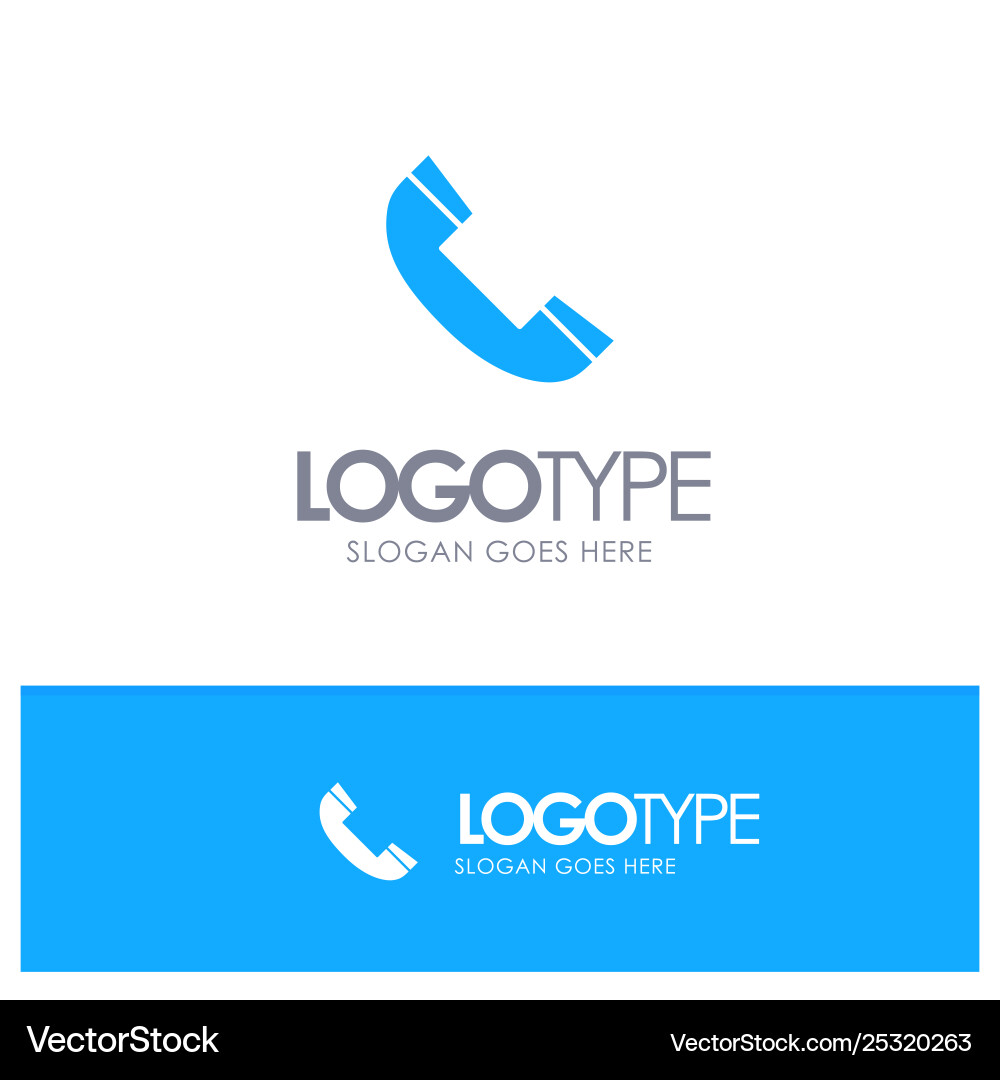 Call contact phone telephone blue solid logo Vector Image
