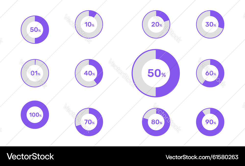 Circle diagram set with percentage pie chart – Royalty-Free Vector ...