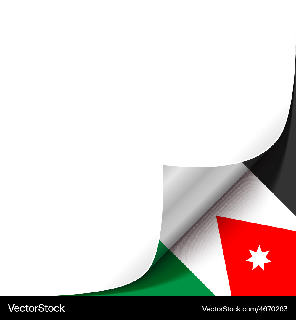Curled up paper corner on jordan flag background Vector Image