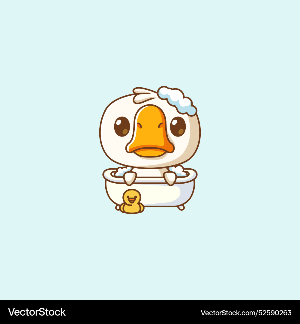 Cute goose bathing time in bathtub kawaii chibi Vector Image