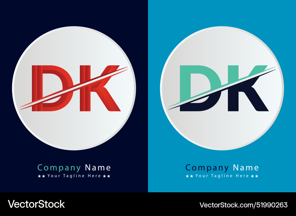 Dk letter colorful logo in the circle Royalty Free Vector