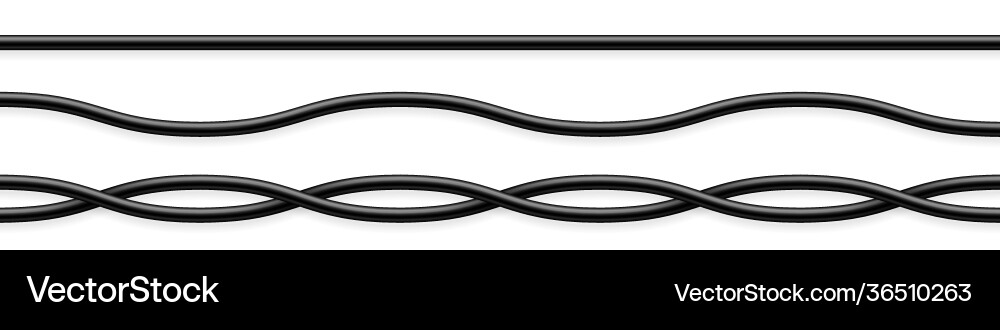 Flexible cables collection black electrical wire Vector Image