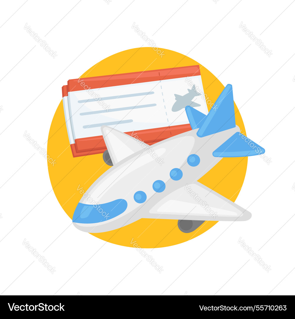 Flying plane ticket emoji icon Royalty Free Vector Image