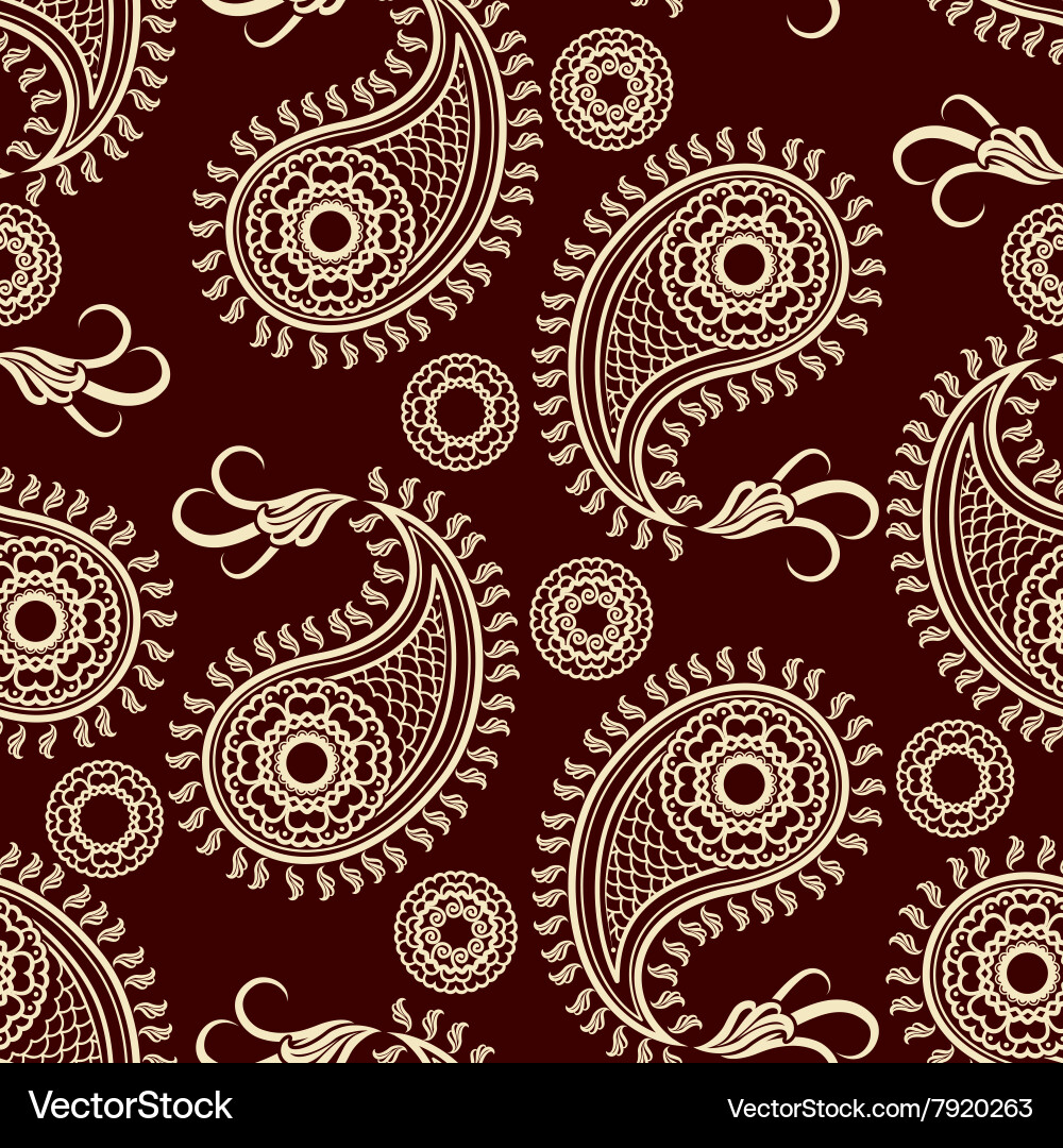 Henna tattoo paisley seamless pattern Royalty Free Vector