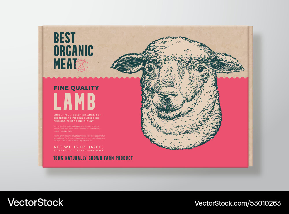 Lamb meat packaging label design on a craft Vector Image