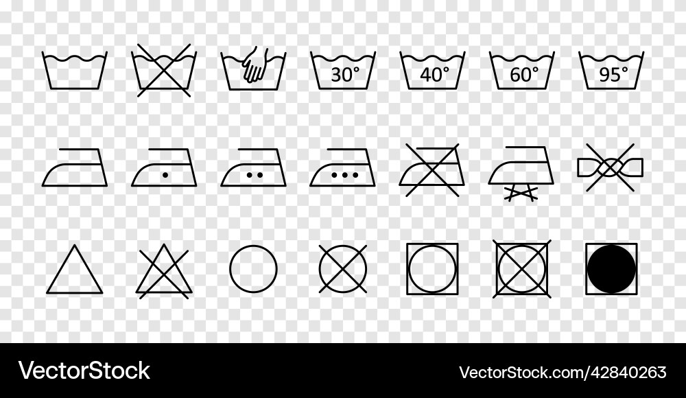 Main laundry wash symbols icons set expand paths Vector Image