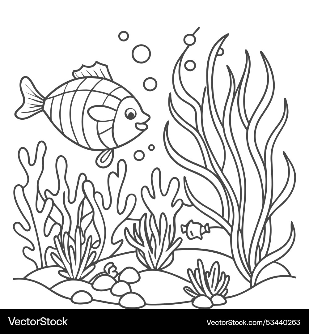 Outline of fish for coloring page Royalty Free Vector Image