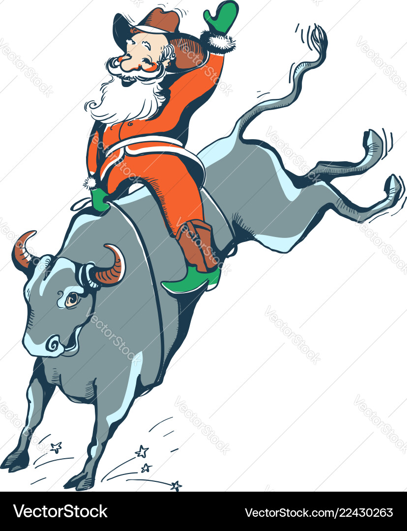Rodeo Santa on Bull Royalty Free Vector Image - VectorStock