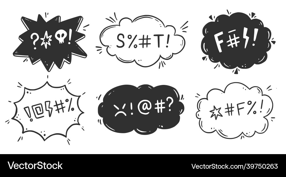 Rude Speech Bubbles - Anger & Swear Words Vector Image