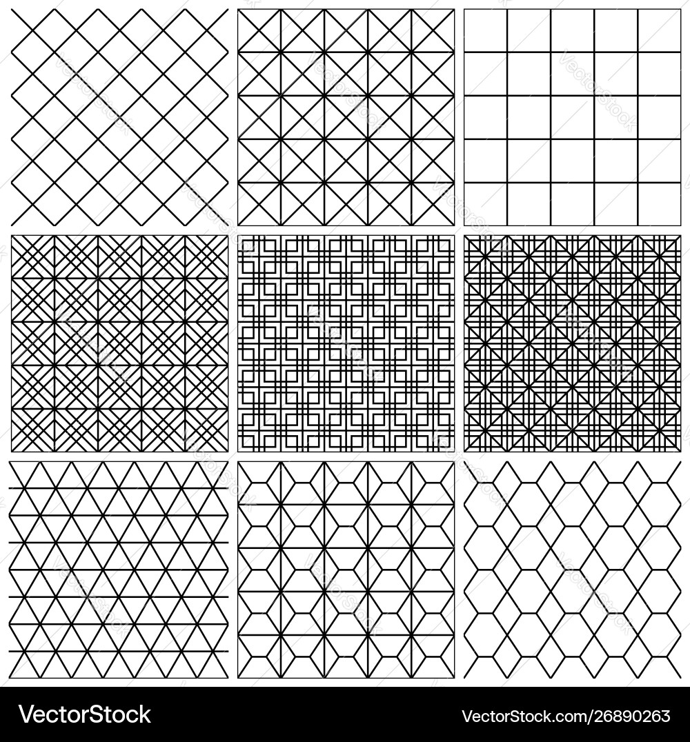 Set seamless geometric patterns lines Royalty Free Vector