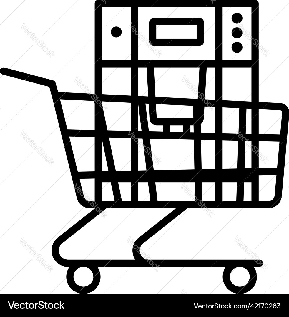 Shopping cart with coffee machine icon Royalty Free Vector