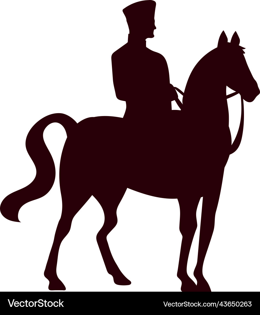 Silhouette soldier riding horse Royalty Free Vector Image