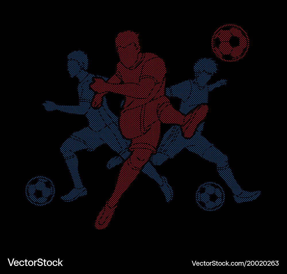 Three soccer player team composition Royalty Free Vector