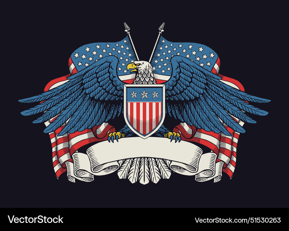 Vintage hand drawn of american eagle design Vector Image
